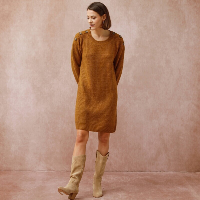 Úpletové šaty s gombíkmi na pleciach » Blancheporte - francúzska móda ...